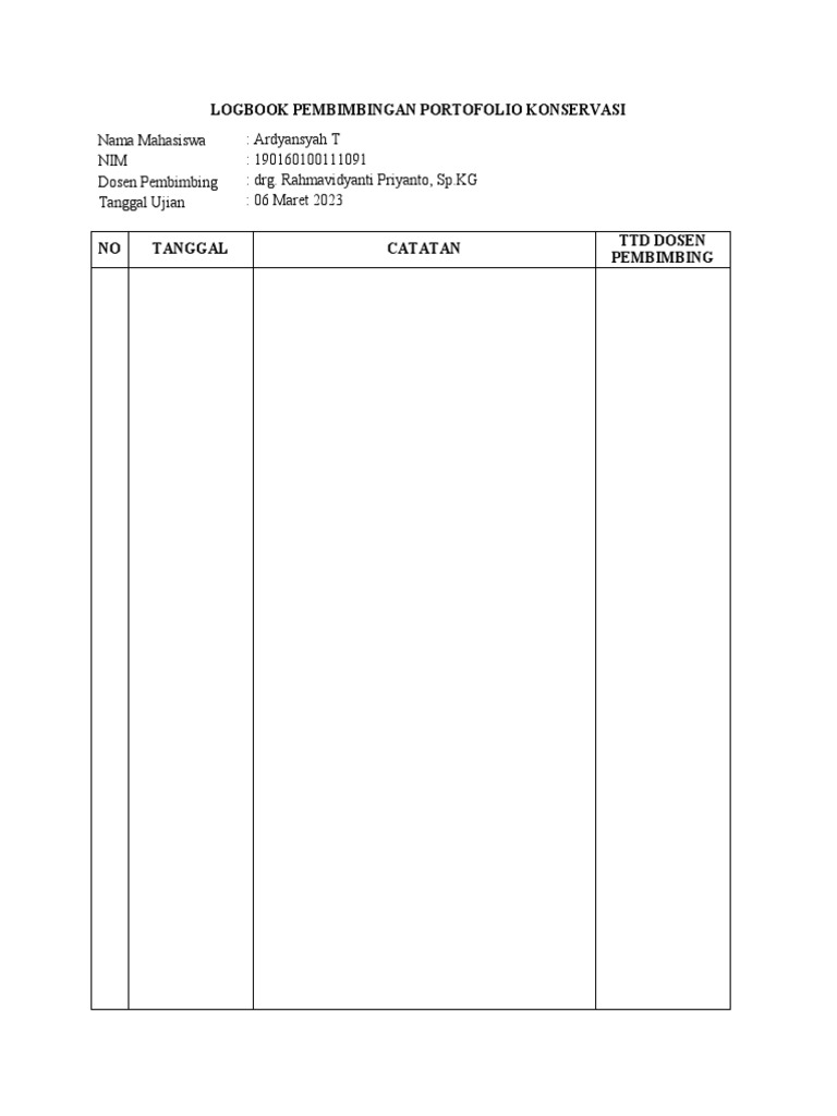 Logbook Bimbingan Portofolio Konservasi PDF | PDF