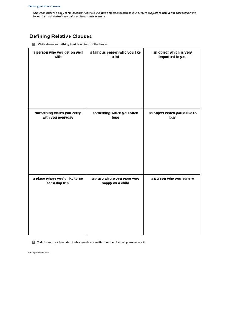 Relative Clauses Speaking | PDF