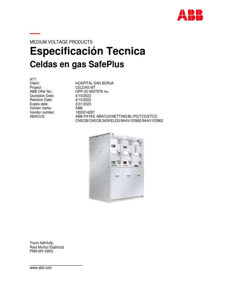 Abb-Oferta Tecnica Celdas MT - Clínica | PDF | Switch | Relay