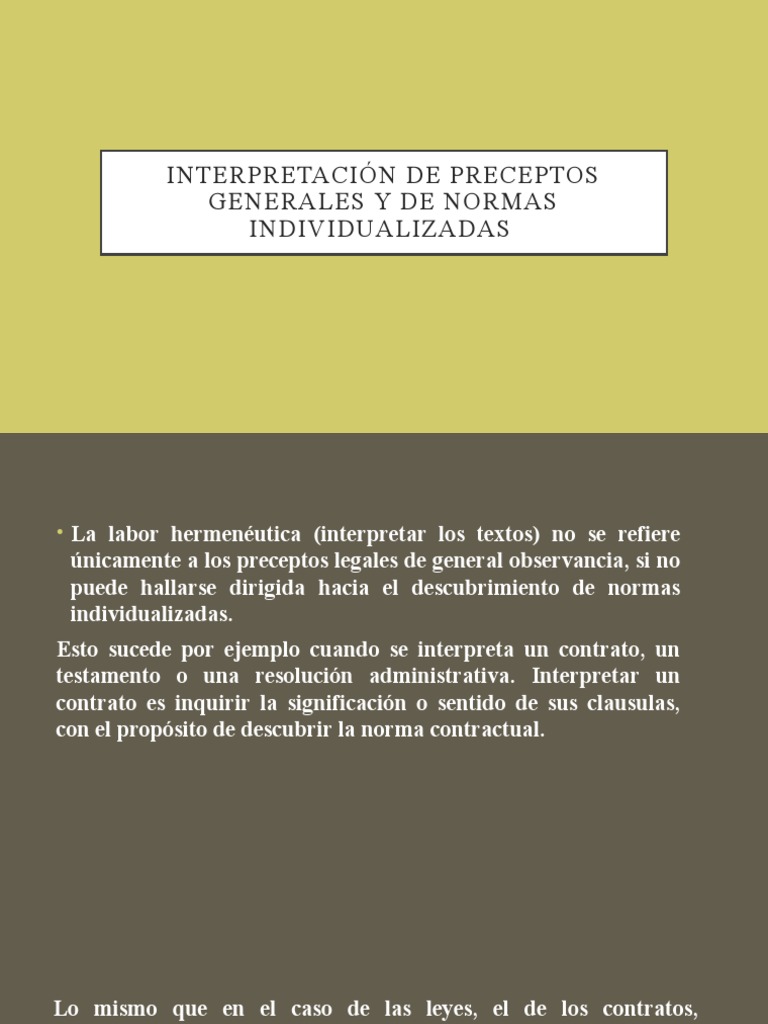 Interpretación de Preceptos Generales y de Normas Individualizadas | PDF