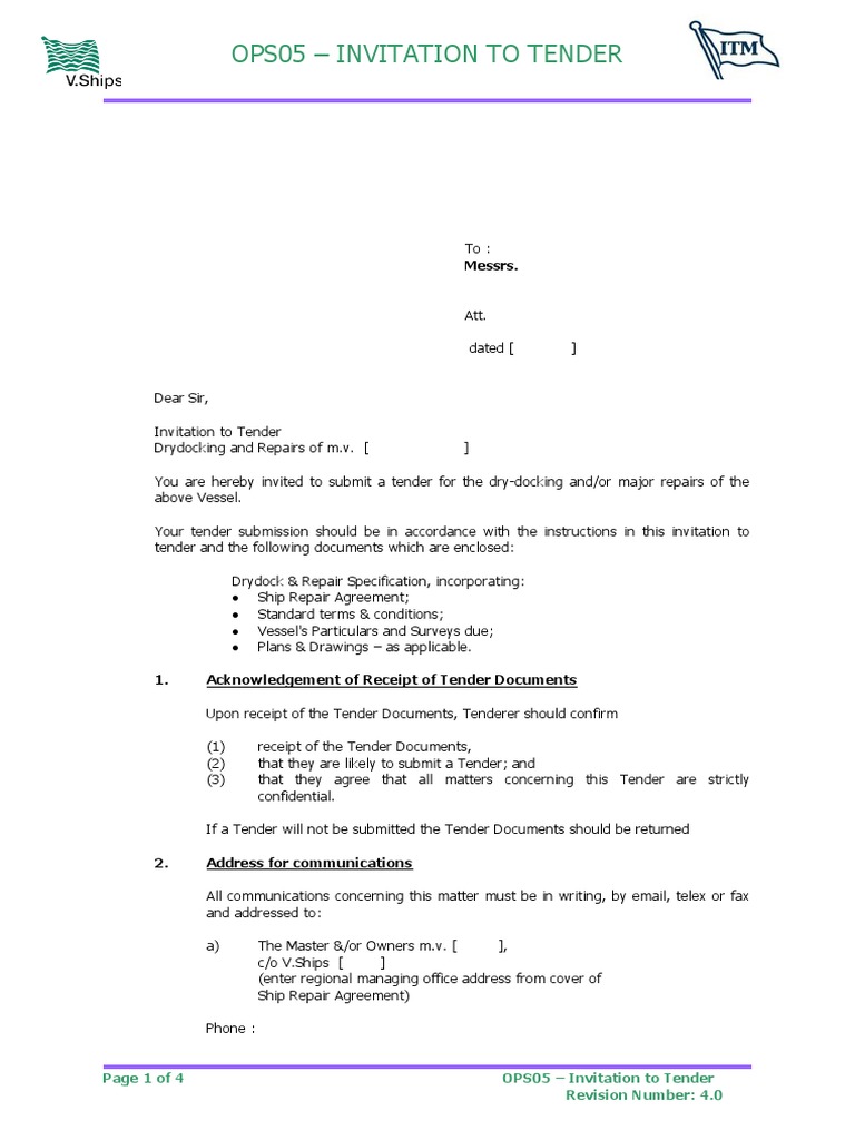 Drydock & Repair Tender Invitation | PDF | Private Law | Business