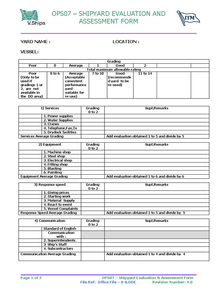 Shipyard Safety Audit Assessment Form | PDF