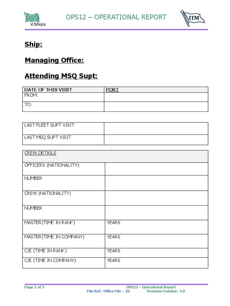 OPS12 - Operational Report | PDF | Water Transport | Shipping