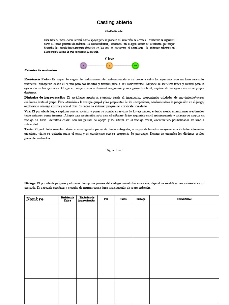 Casting Abierto FICHA | PDF | Improvisación
