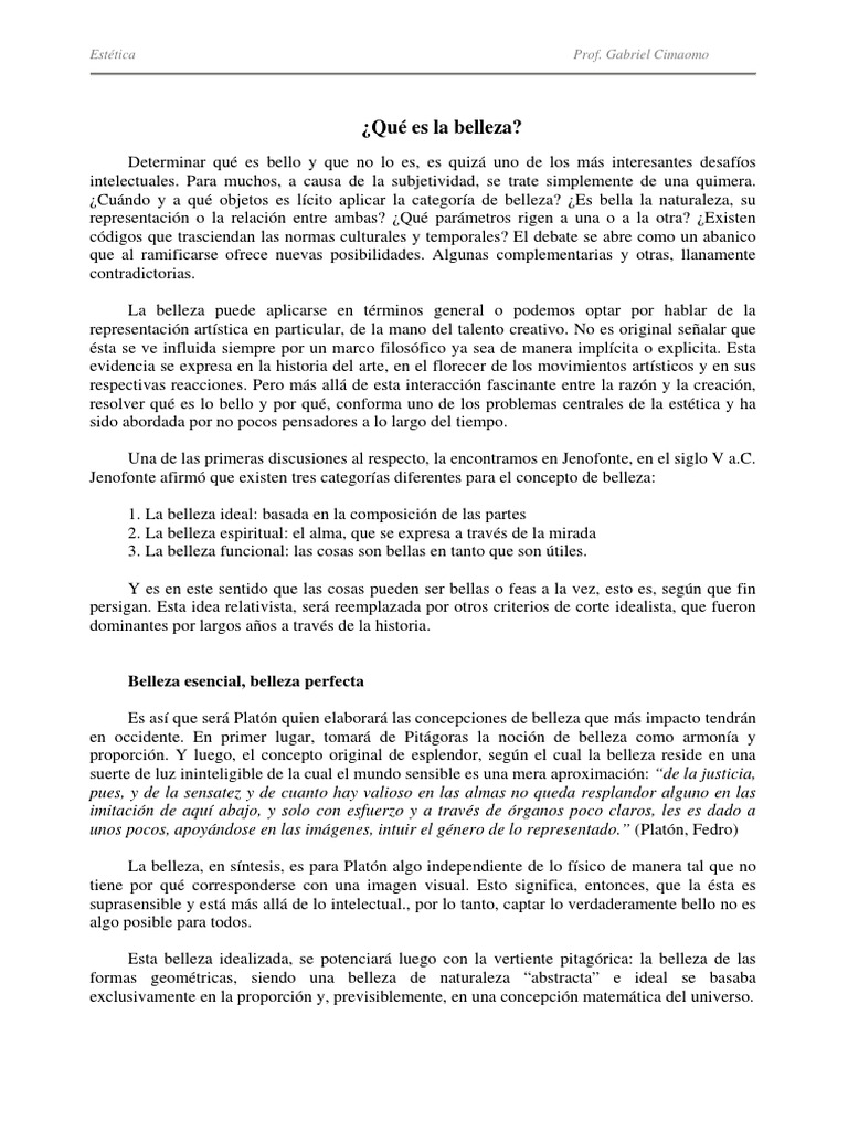 Que Es La Belleza | PDF | Belleza | Platón
