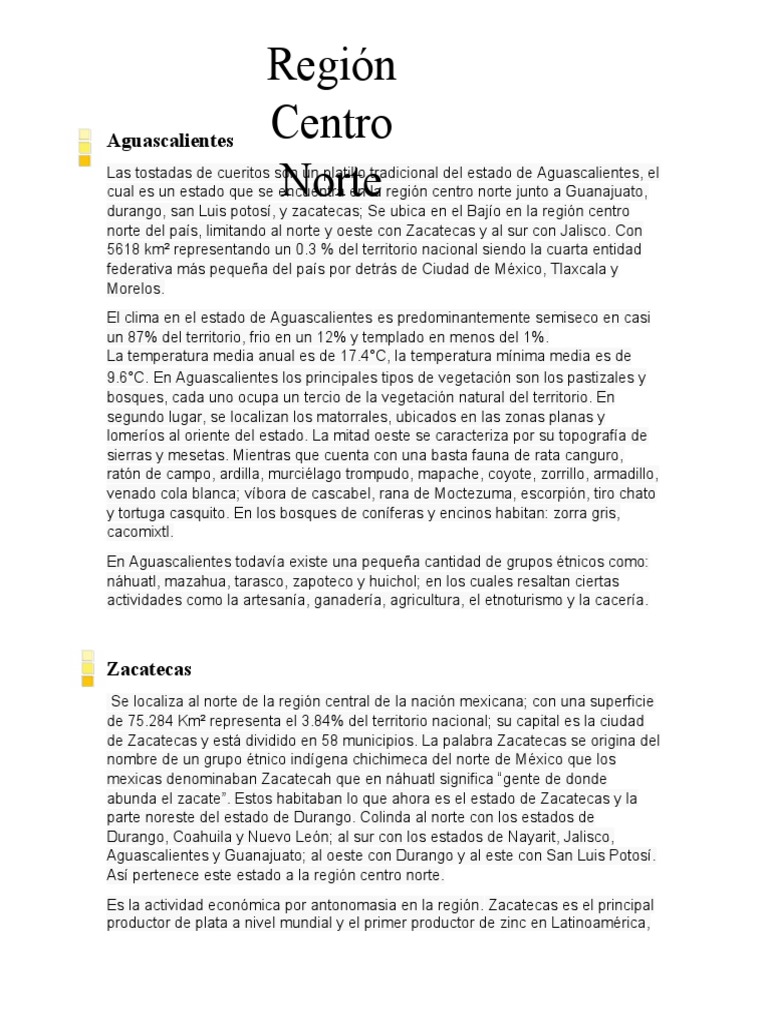 Aguascalientes y su Región Centro Norte | PDF