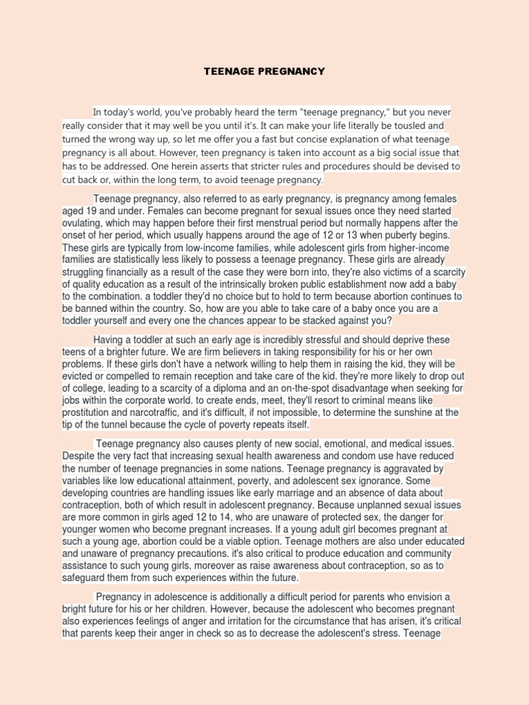 ESSAY | PDF | Teenage Pregnancy | Adolescence