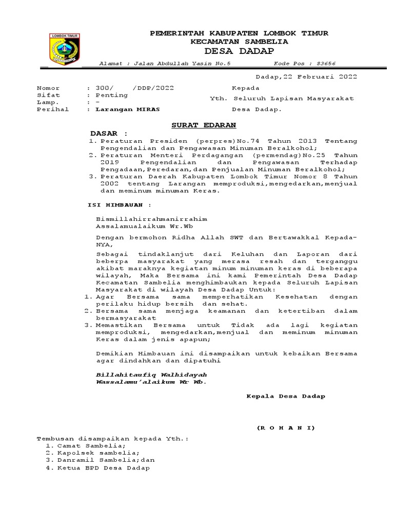 Himbauan Larangan Miras | PDF