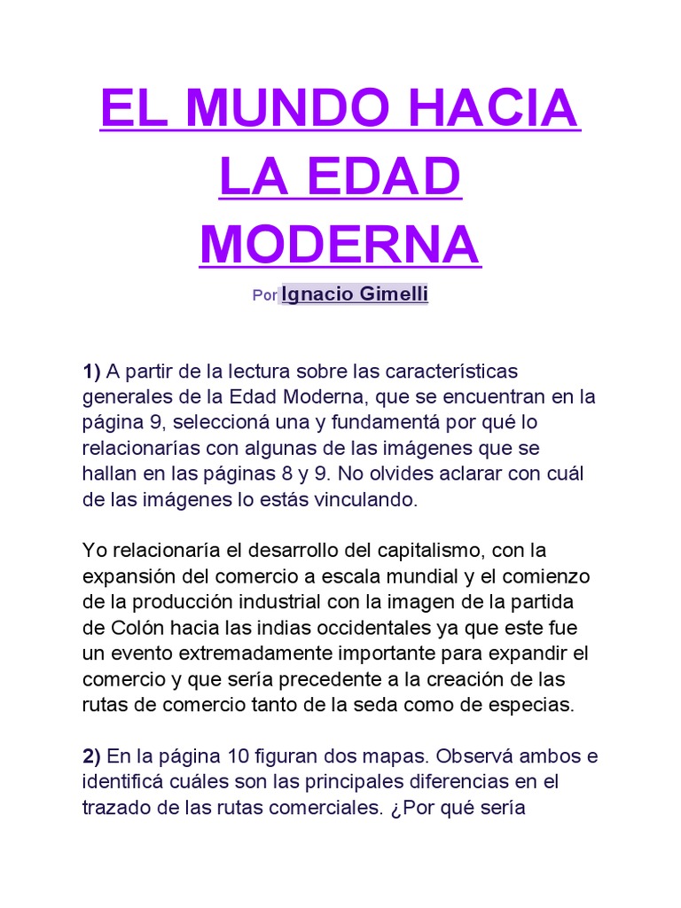 El Mundo Hacia La Edad Moderna | PDF | Comercio | Capitalismo