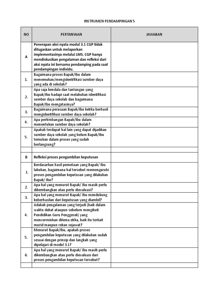 Instrumen Pendampingan 5 | PDF
