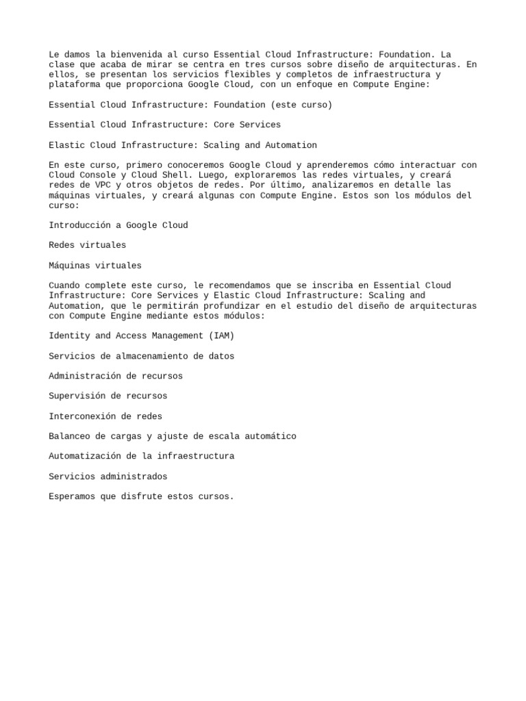Essential Cloud Infrastructure Foundation. | PDF