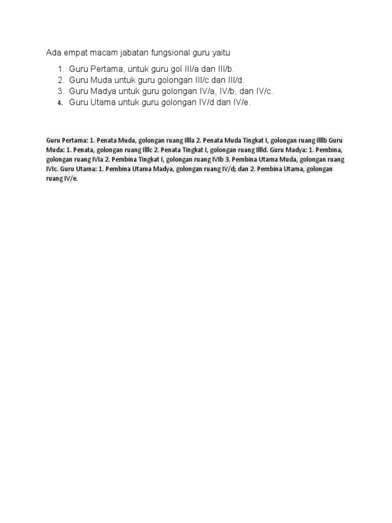 Jenis Jabatan Fungsional Guru | PDF