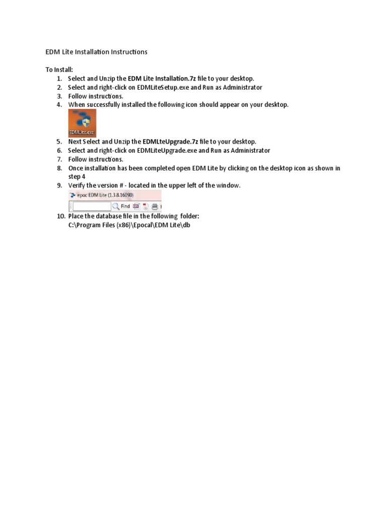 EDM Lite Installation Instructions | PDF