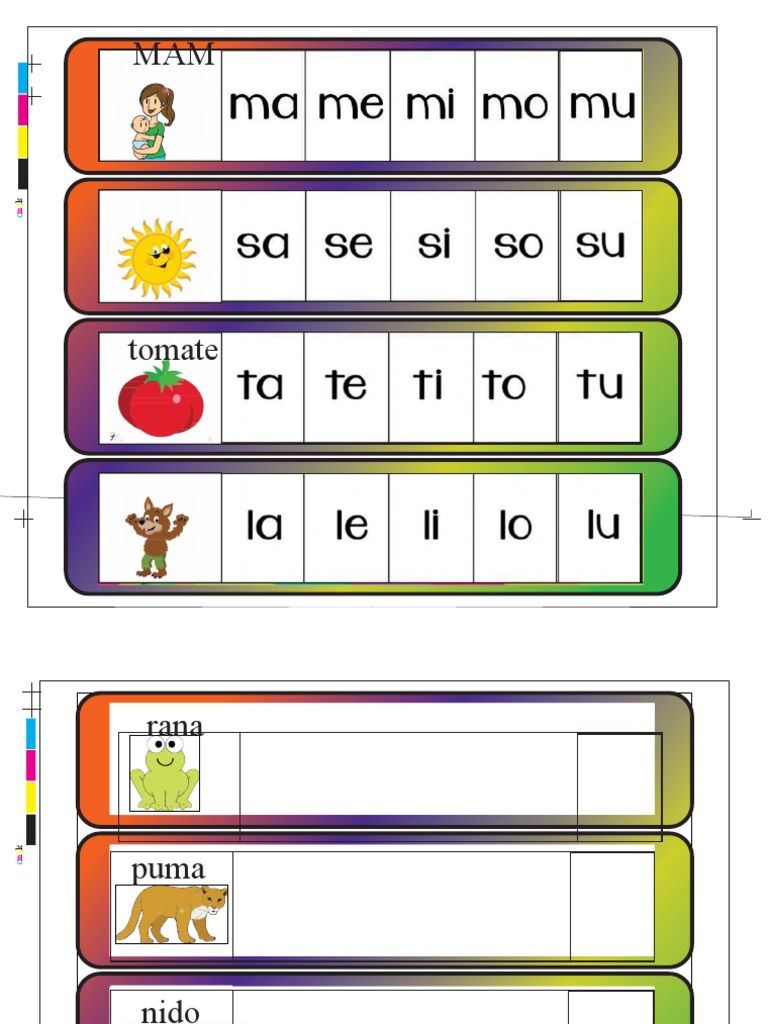 Llavero de sílabas para imprimir | PDF