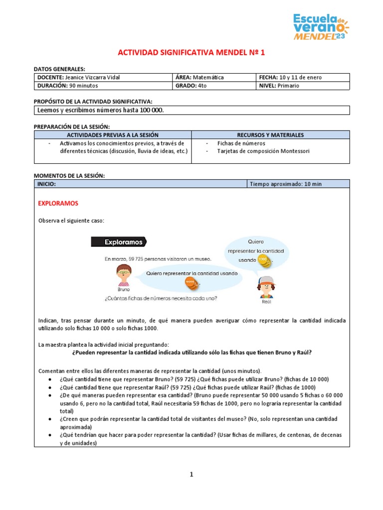 4to Prim - Actividad 1 | PDF | Matemáticas