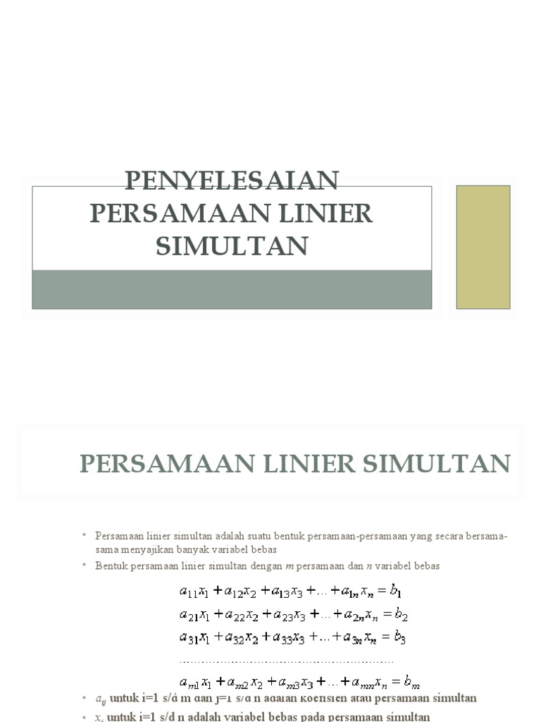 MetNum4-Penyelesaian Persamaan Linier Simultan Baru | PDF