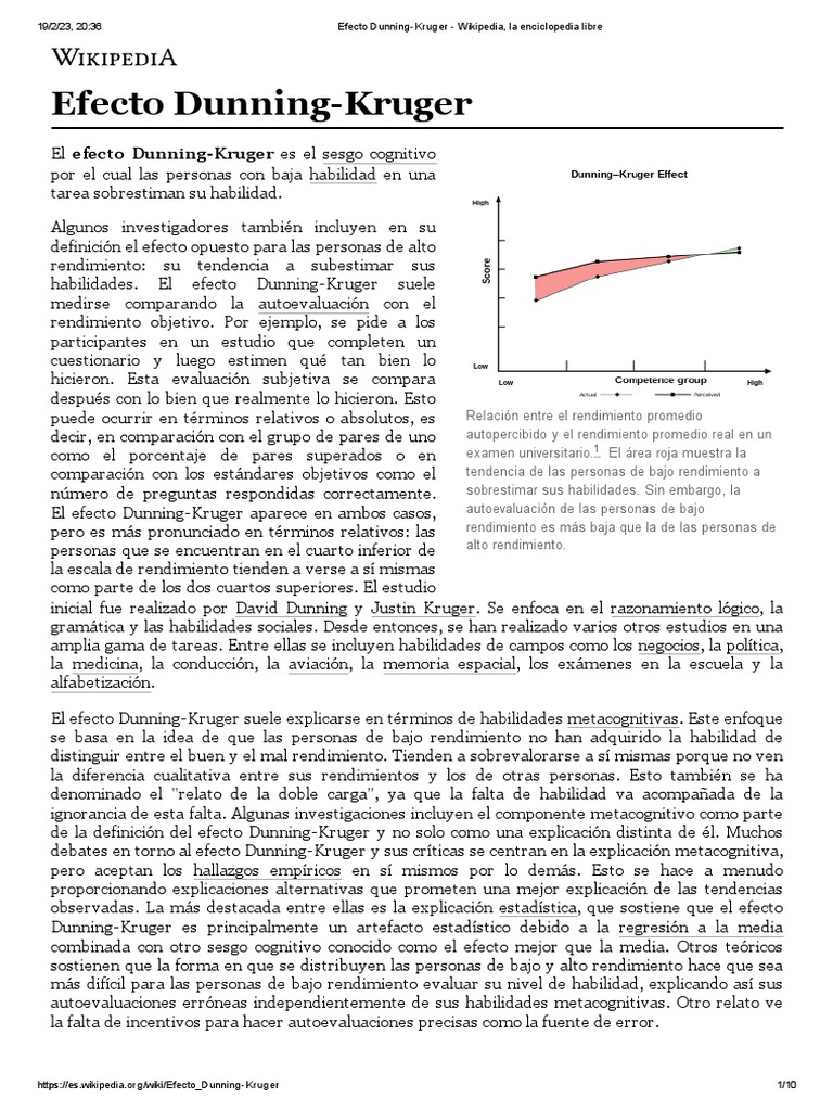 Efecto Dunning-Kruger PDF | PDF | Procesos mentales | Neurociencia