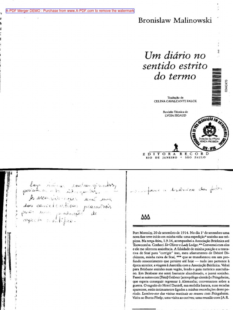 Malinowski - Um Diário No Sentido Estrito Do Termo PDF | PDF