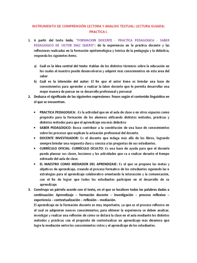 Lectura Guíada - Practica I | PDF | Enseñando | Aprendizaje