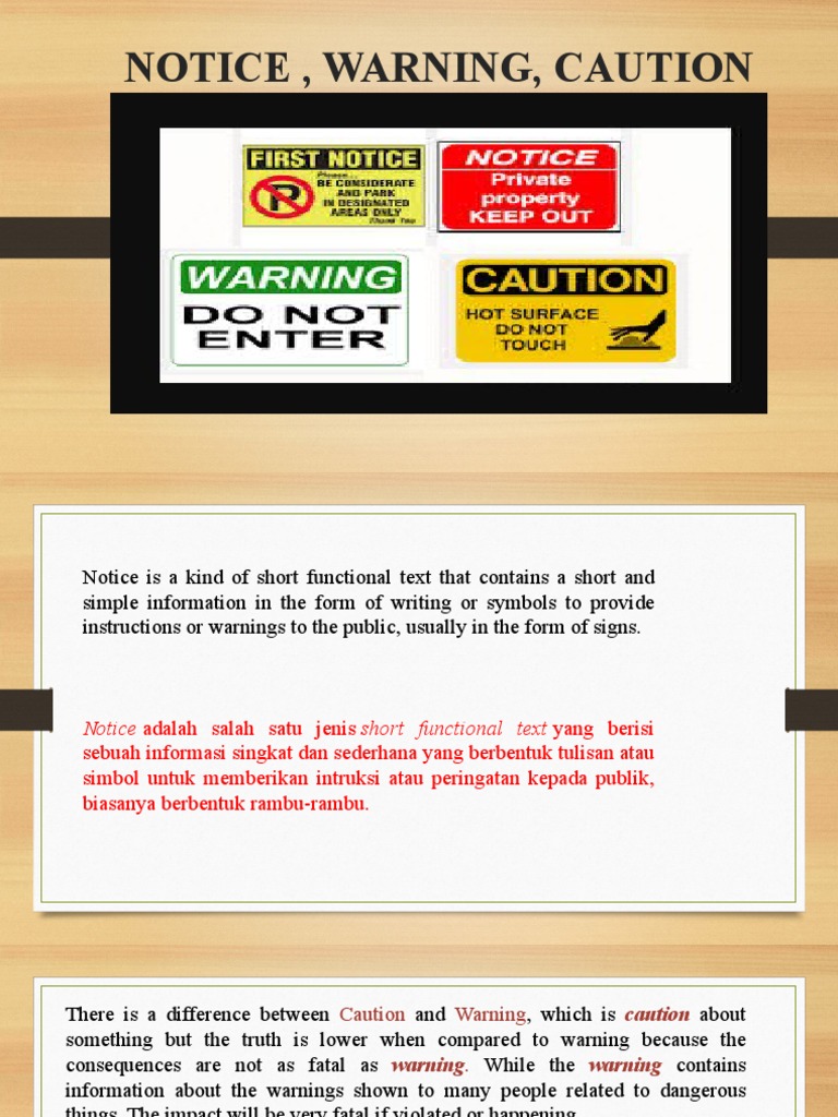 Notice, Warning, Caution | PDF | Karier & Perkembangan