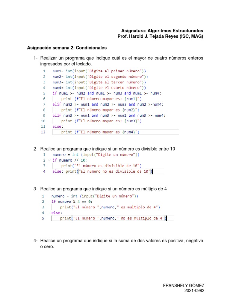 Ejercicios de Programación en Algoritmos | PDF