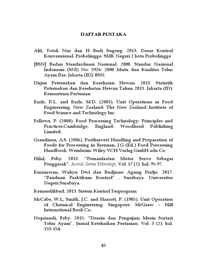 DAFTAR PUSTAKA: A REFERENCE LIST OF LITERATURE CITED IN A DOCUMENT ON FOOD PROCESSING AND ...
