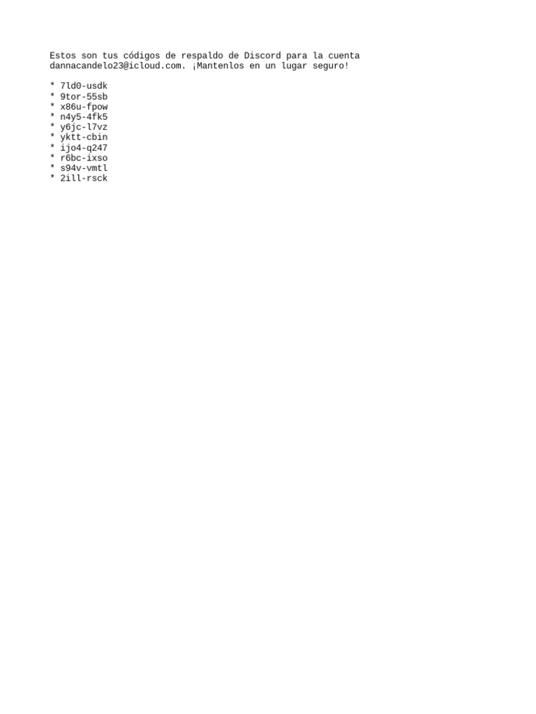 Discord Backup Codes | PDF