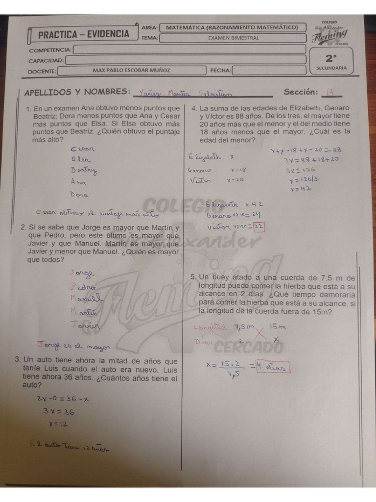 Examen Raz - Mat | PDF