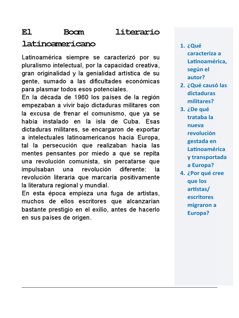 El Boom Literario Latinoamericano | PDF | America latina