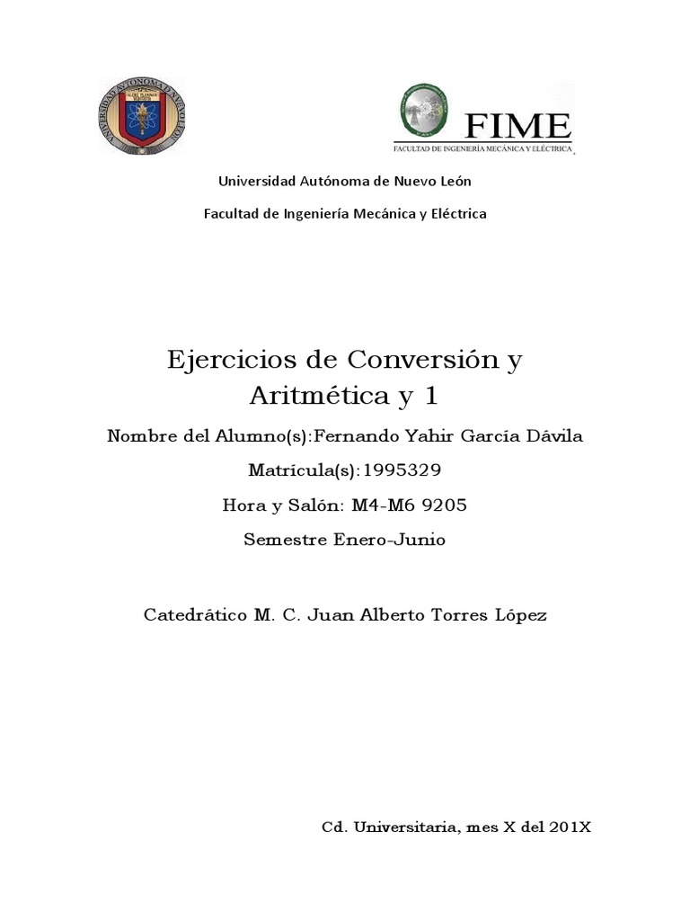 Ejercicios de Conversiones y Aritmeticas | PDF