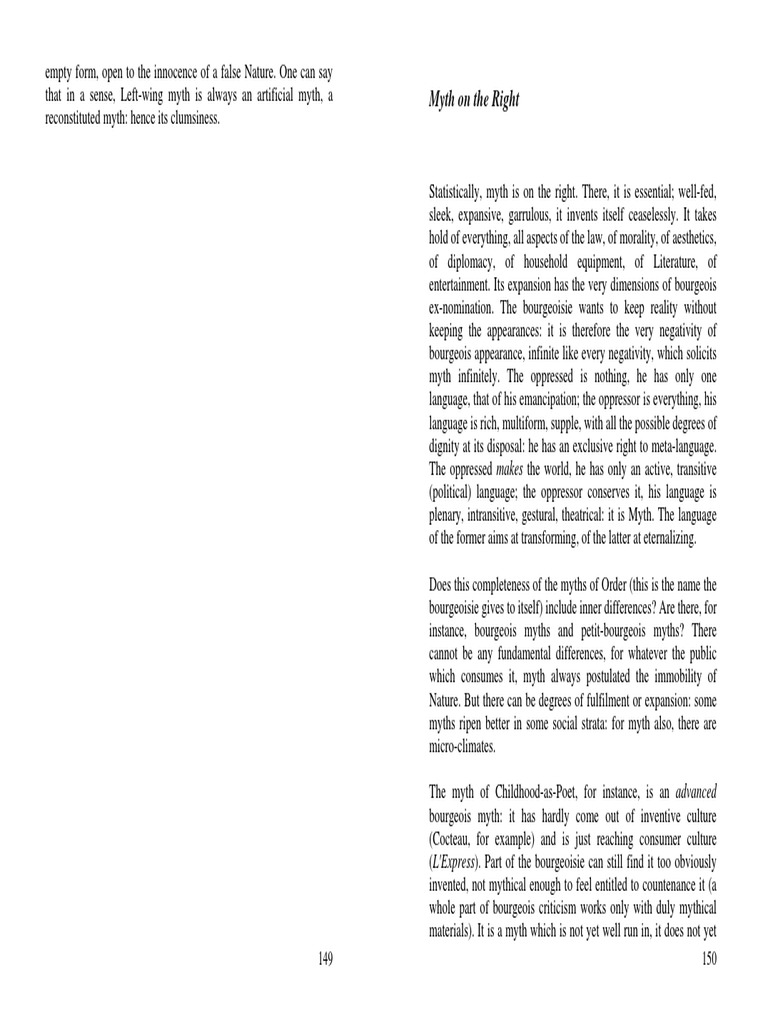 Barthes-Seven Mythemes PDF | PDF | Bourgeoisie | Reality