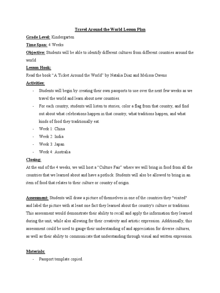 Travel Around The World Lesson Plan | PDF | Foreign Language Studies ...