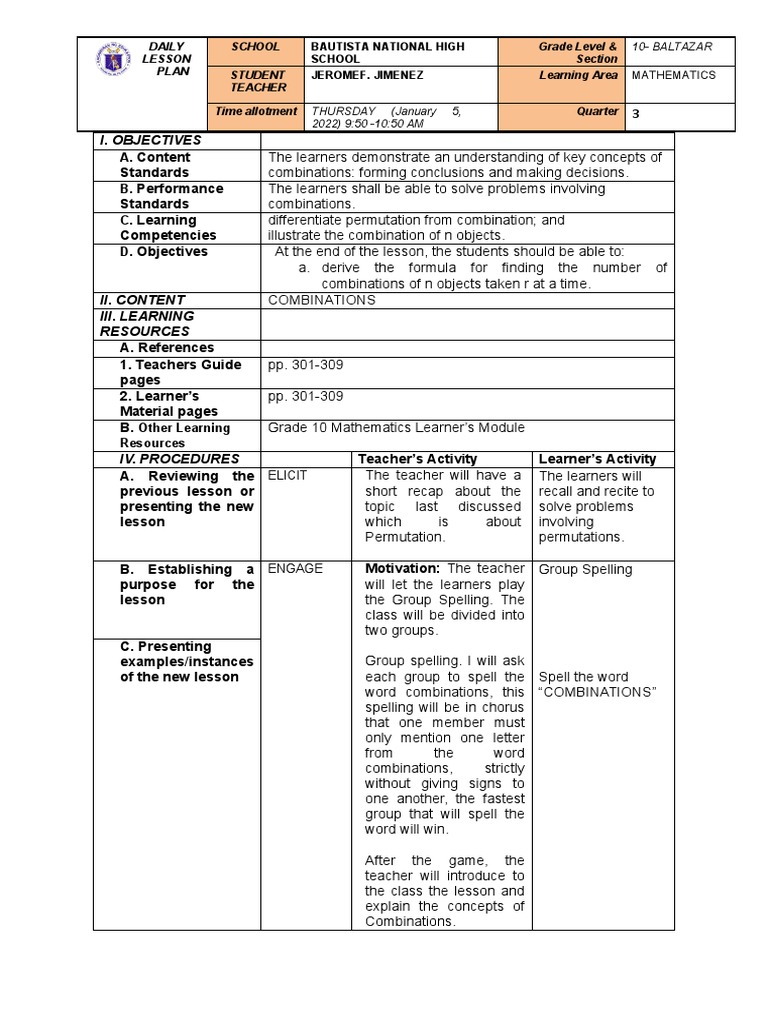 DLP Combinations | PDF | Combinatorics | Permutation