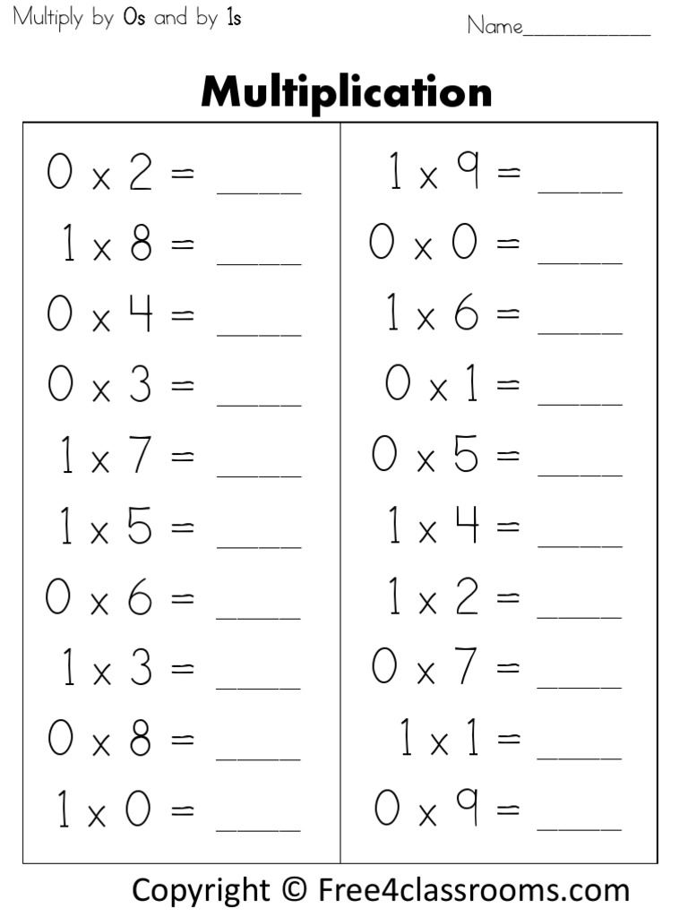 Multiply 1 Digit 0s 1s Vertical PDF | PDF | Career & Growth | Teaching ...