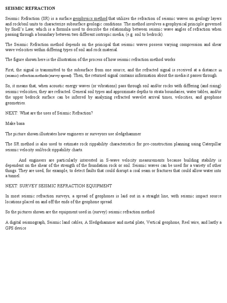 Seismic Refraction | PDF