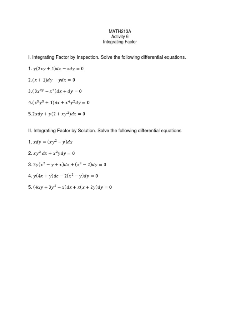 Differential Equations Practice | PDF