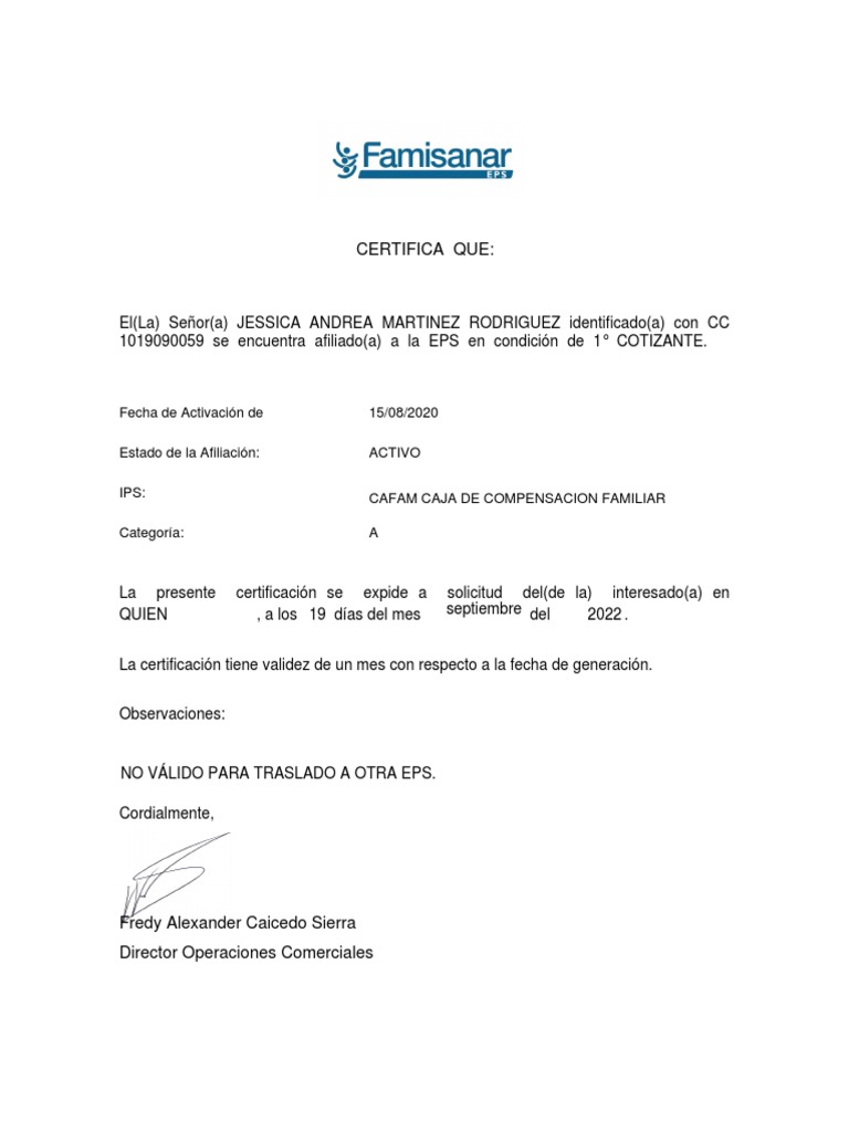 Certificado Eps | PDF