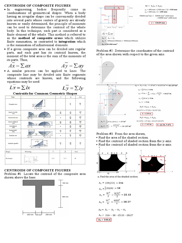 Centroids of Composite Figures | PDF