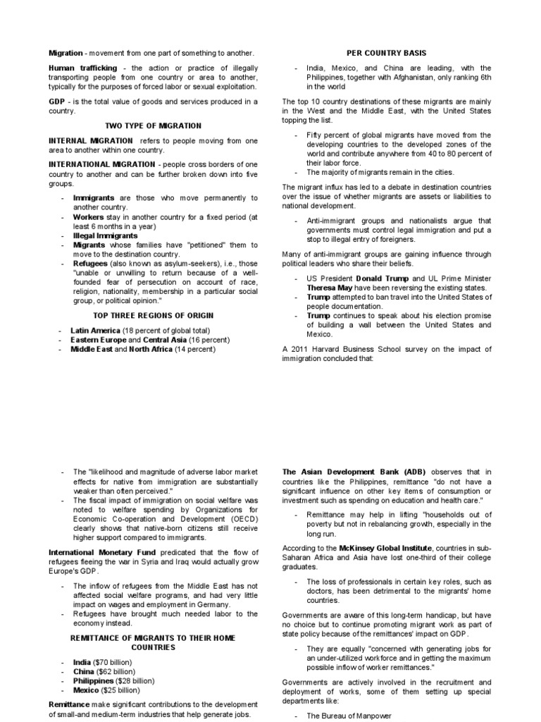 GE 3 (The Contemporary World) Printable Reviewer | PDF | Immigration ...