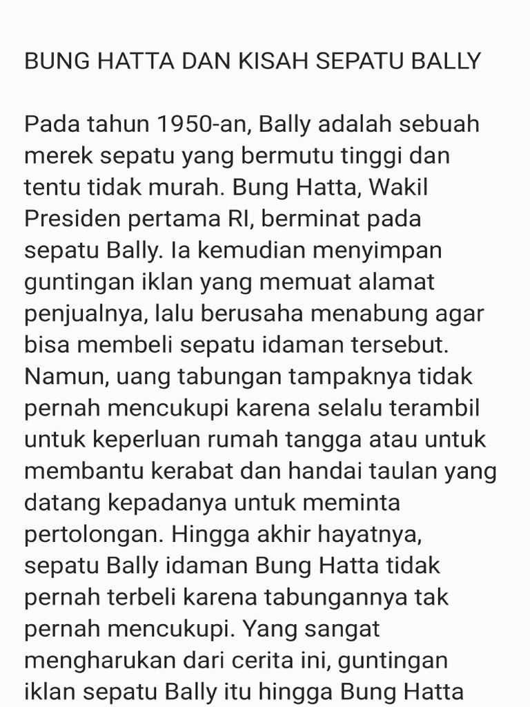 Bung Hatta-Kisah Sepatu Bally - Catatan Inspiratif | PDF