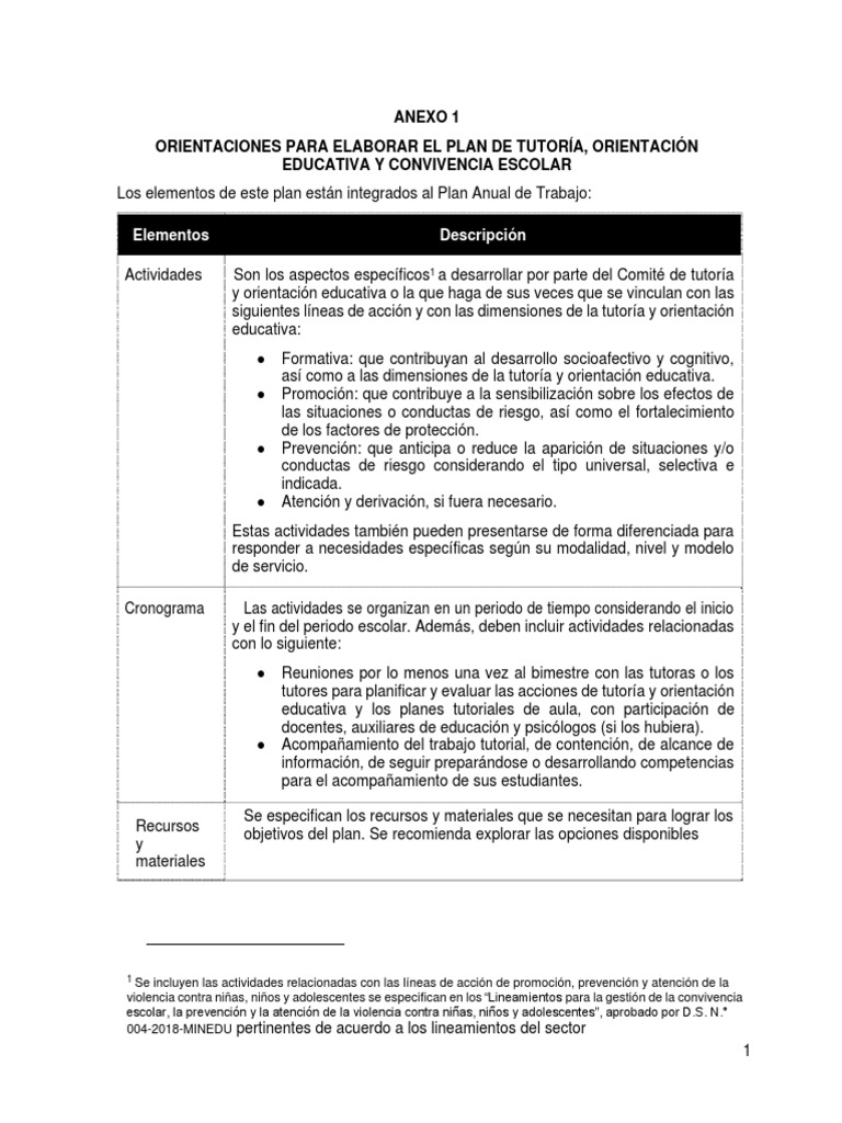 ORIENTACIOES PLAN TOE Y PLAN TOE Aula. PAT RVM 212-2020-MINEDU | PDF ...