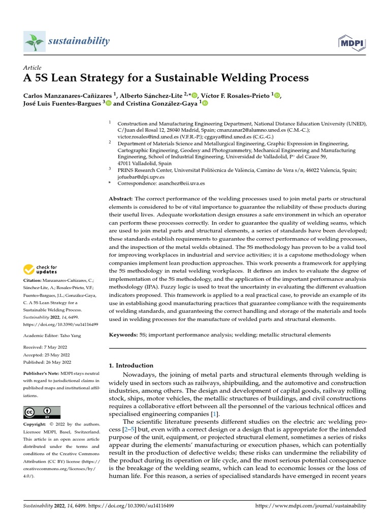 #A 5S Lean Strategy For A Sustainable Welding Process-ING | Download Free PDF | Risk | Methodology