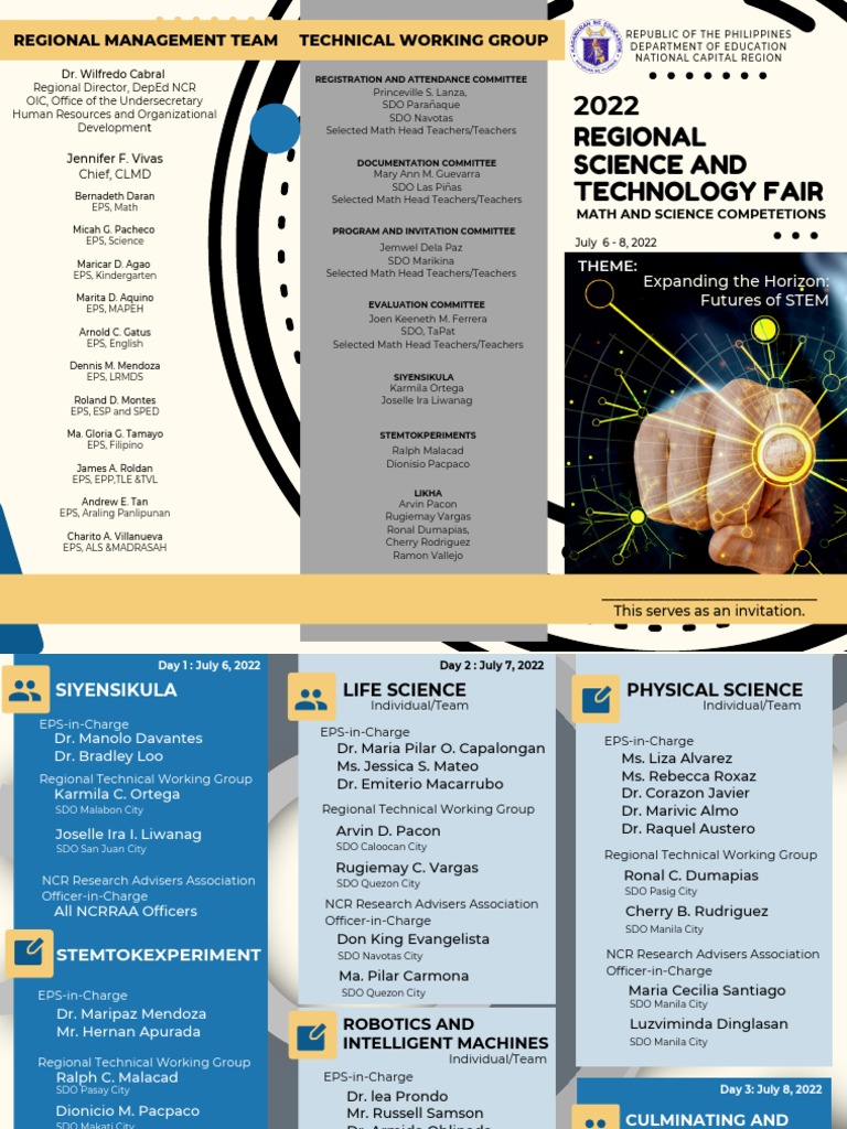Regional Science and Technology Fair 2022 Program and Invitation 5 - 2 ...
