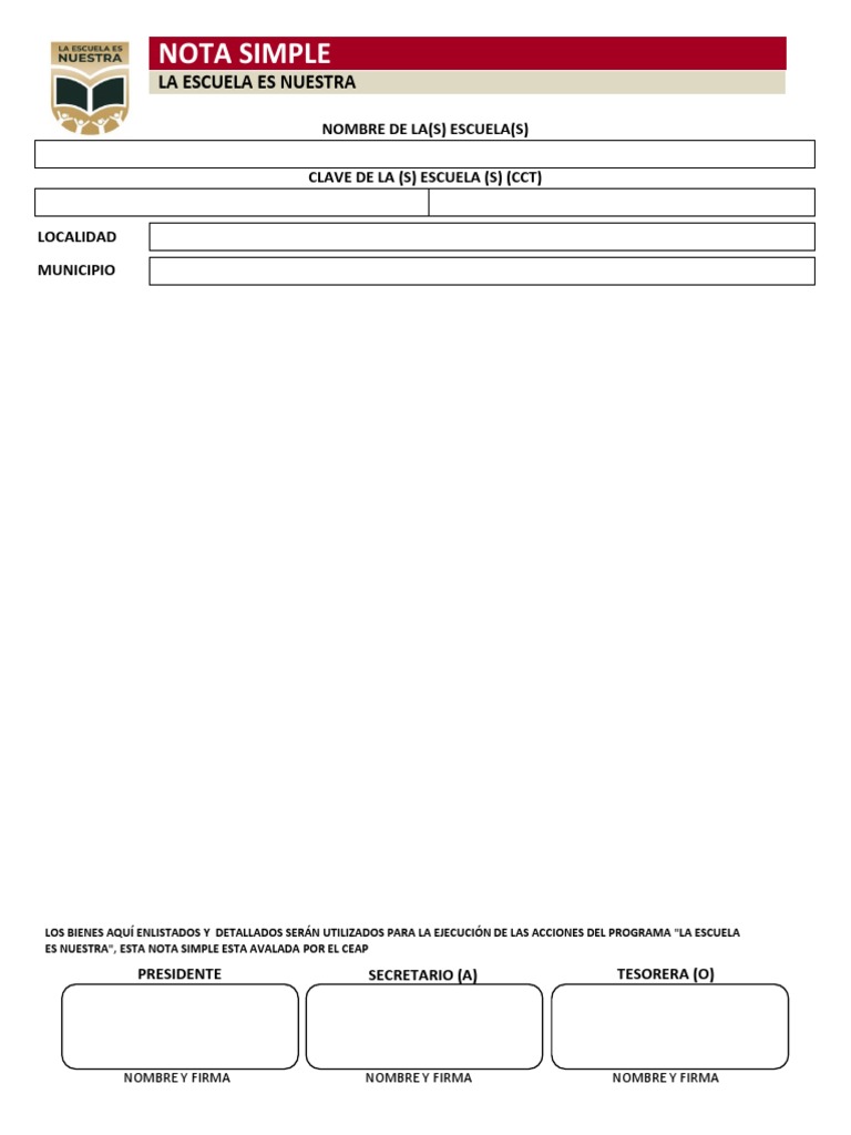 La escuela es nuestra - Nota simple CEAP | PDF