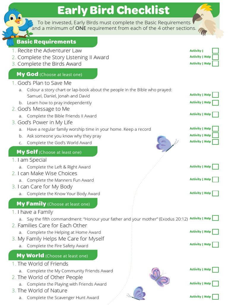 EarlyBird Recordbook Interactivepdf Checklist PDF | PDF | Books Of The ...