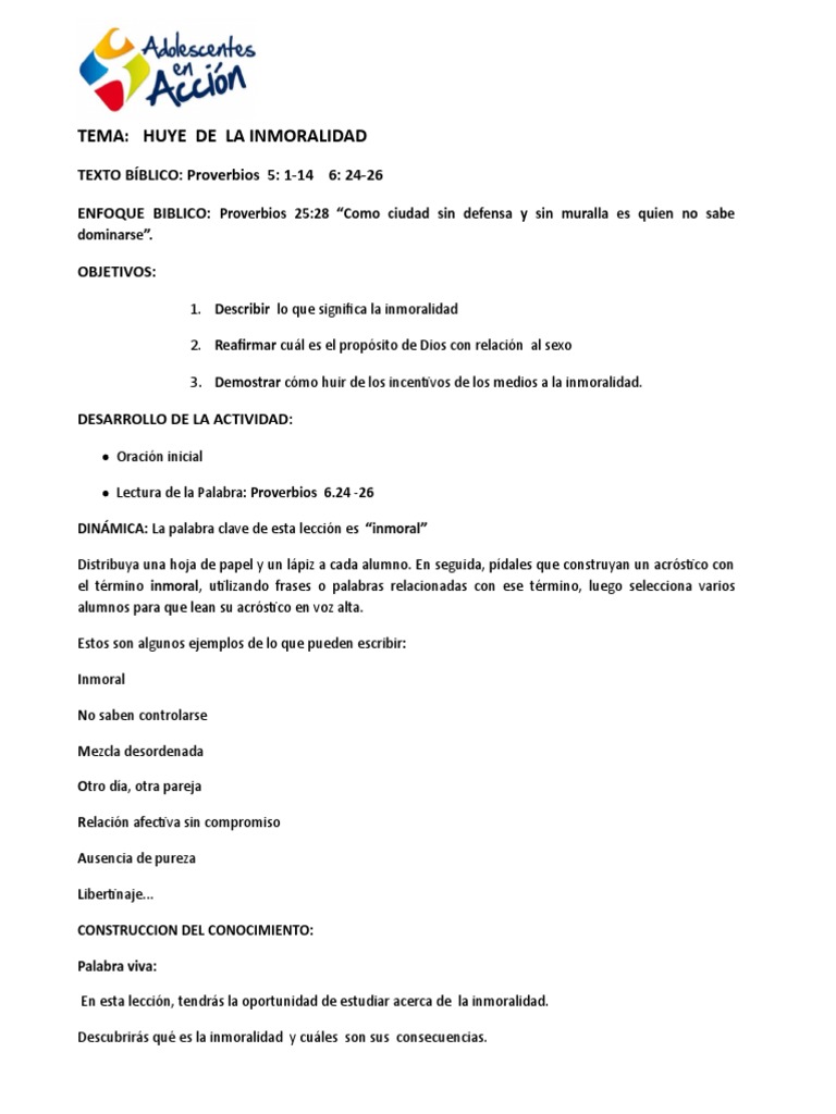 Huye de la Inmoralidad Sexual | PDF | Moralidad | Pubertad