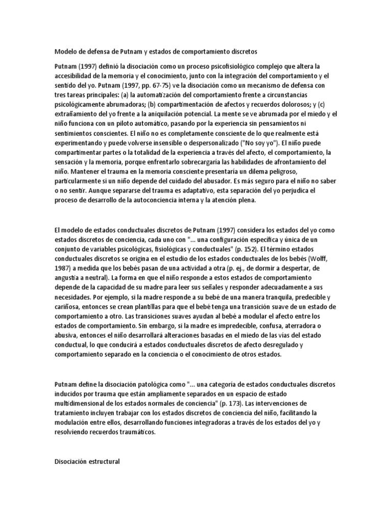 Modelo de Putnam y estados discretos | PDF | Trauma psicólogico ...