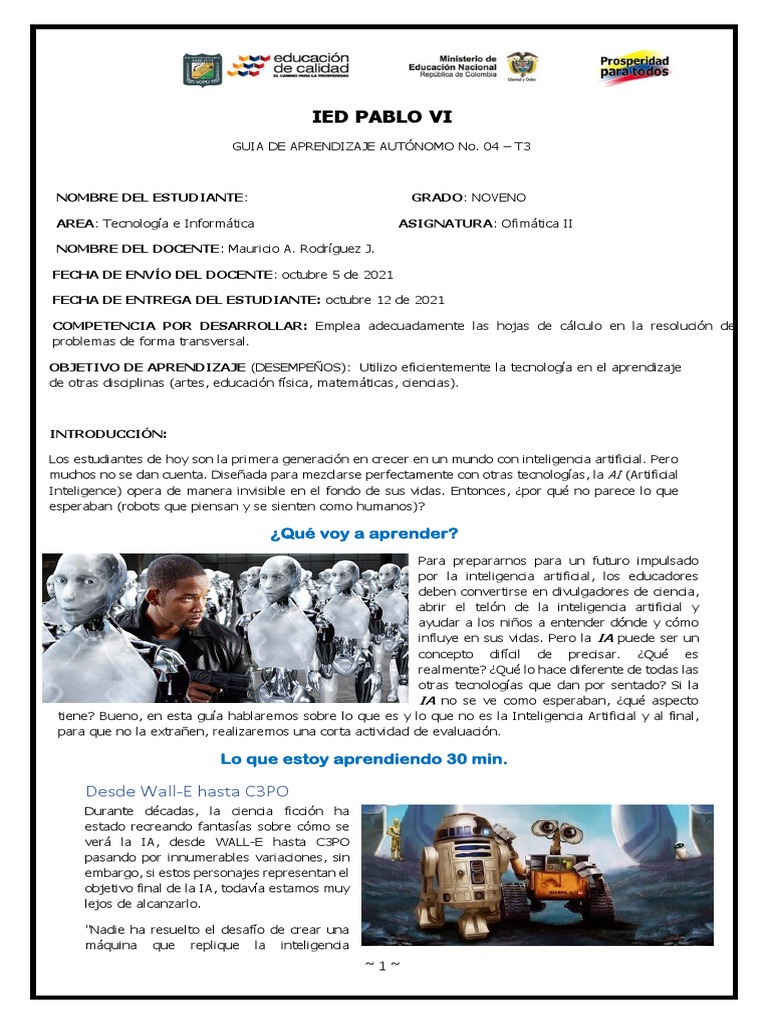 Ofimática II - Guía 04 - T3 | PDF | Inteligencia artificial | Inteligencia (IA) y semántica