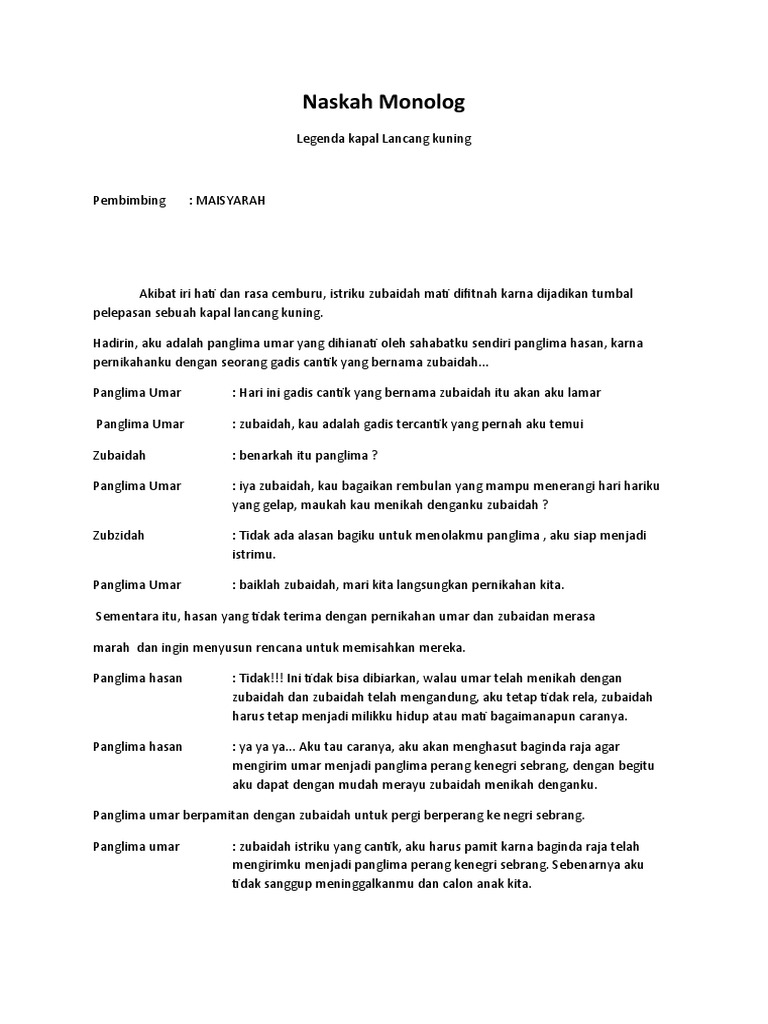 Naskah Monolog fls2n 2021 | PDF