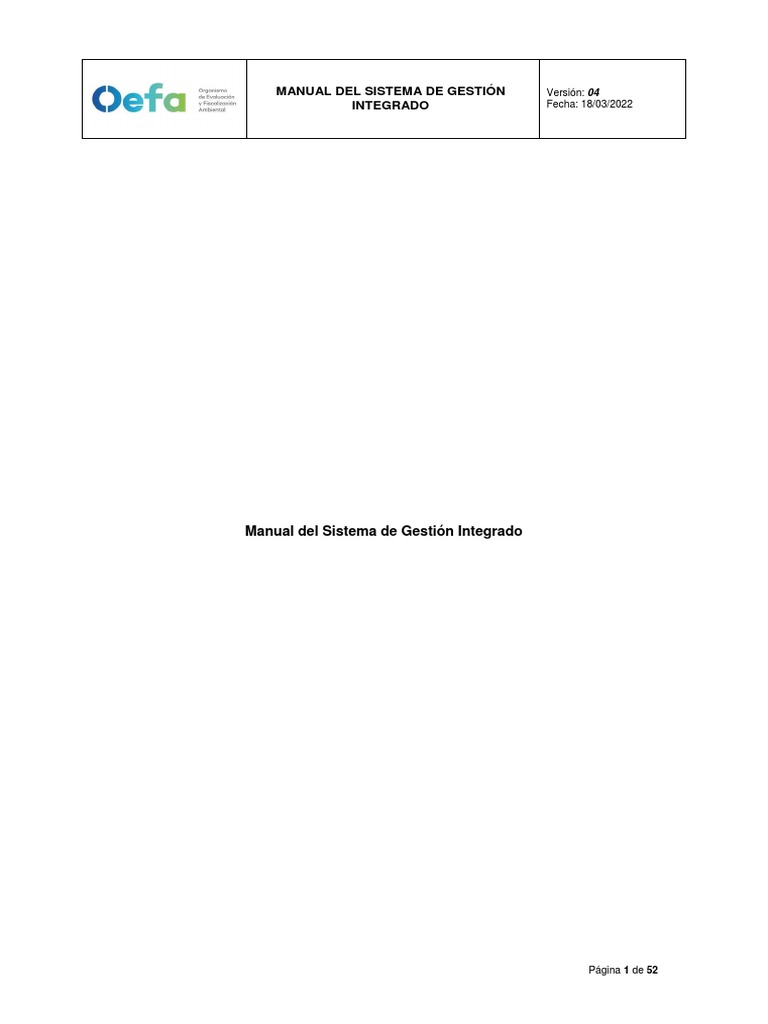 Manual Del SGI OEFA | PDF | Calidad (comercial) | Gestión de la calidad